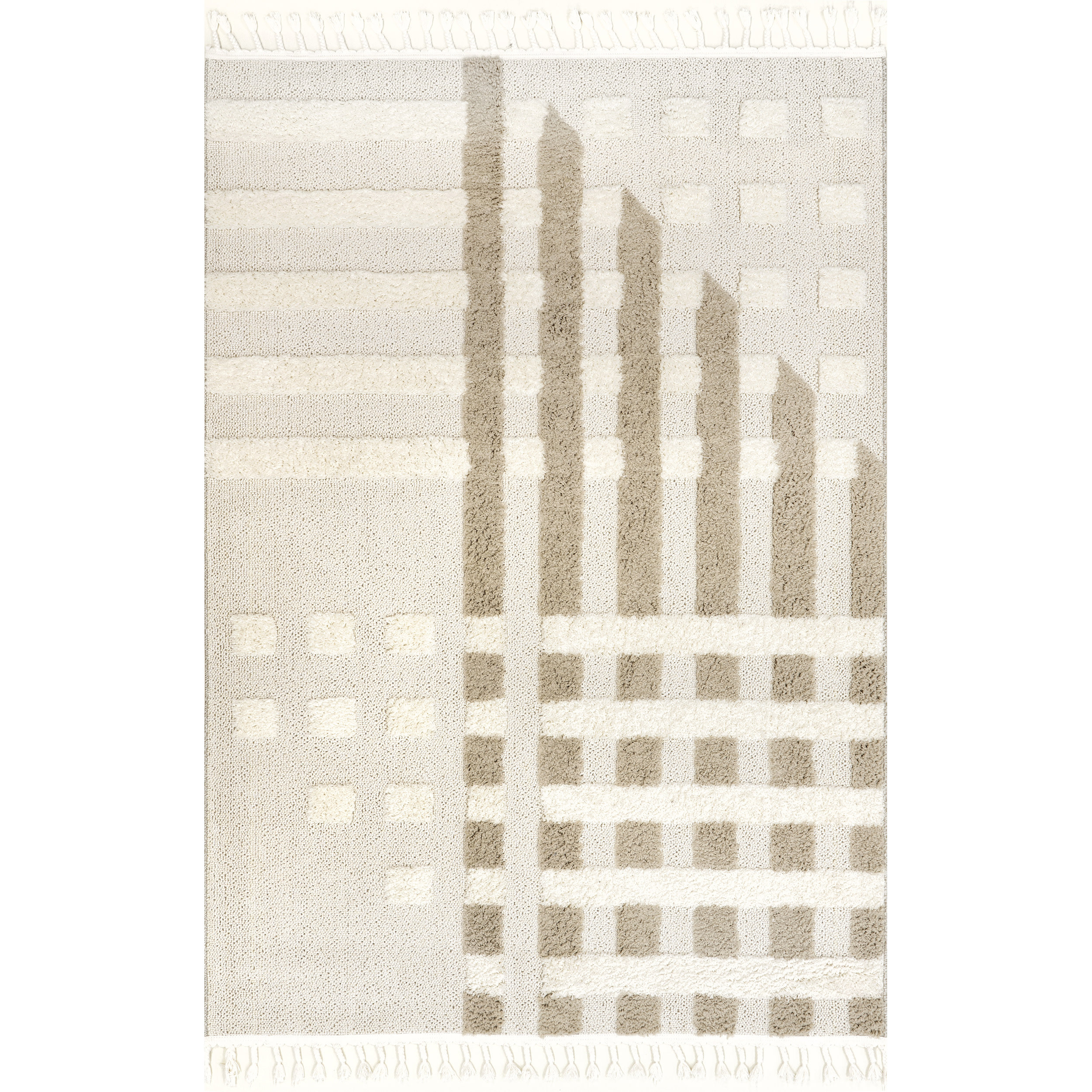 Gracie Oaks Cordelia Fragmented Stripes Tasseled Area Rug | Wayfair