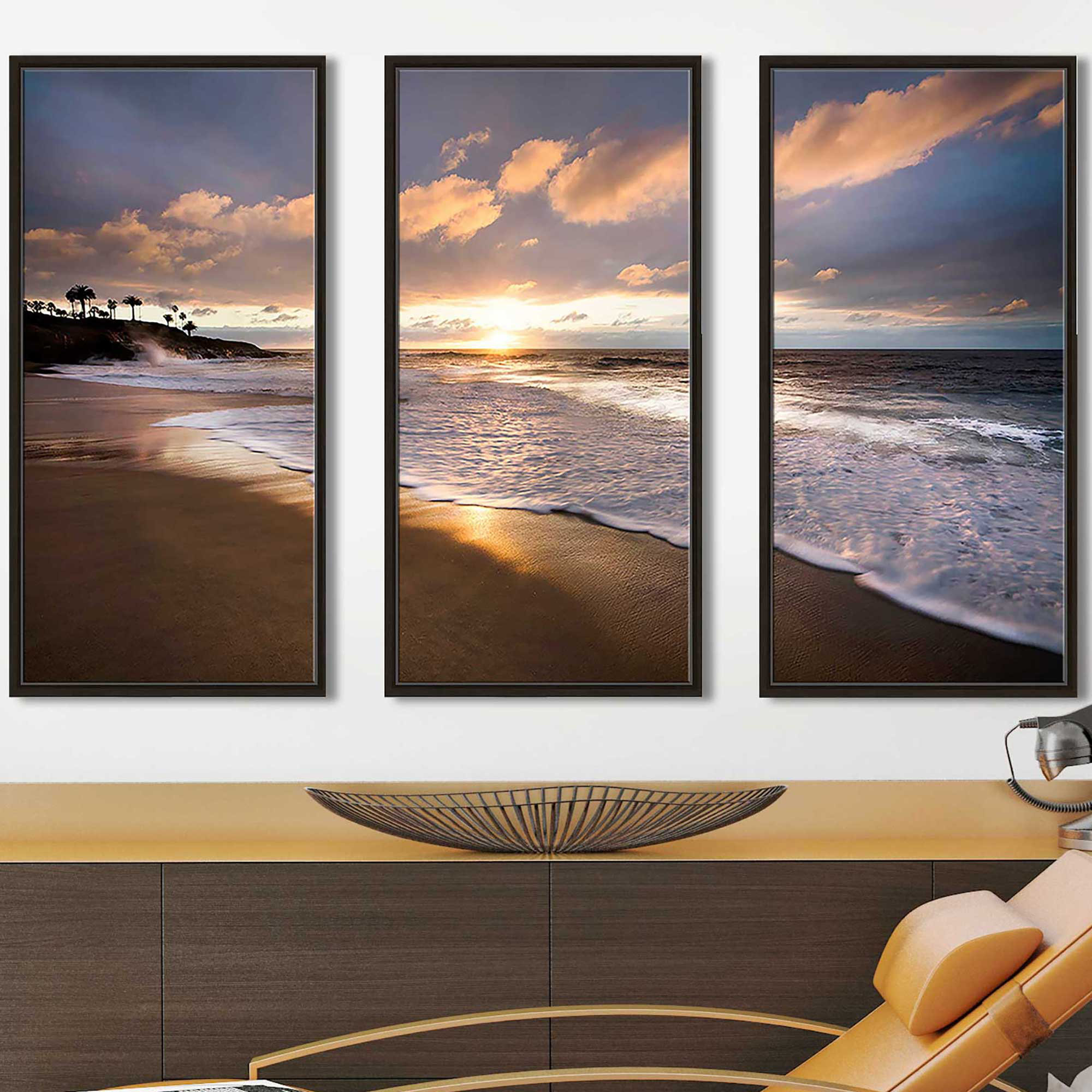 Picture Perfect International Sunset Beach - 3 Piece Floater Frame ...