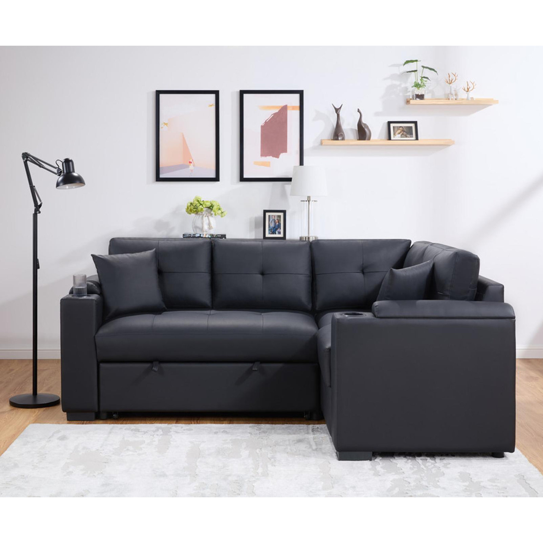Latitude Run® PVC Fabric Sleeper Sectional with USB Charger | Wayfair