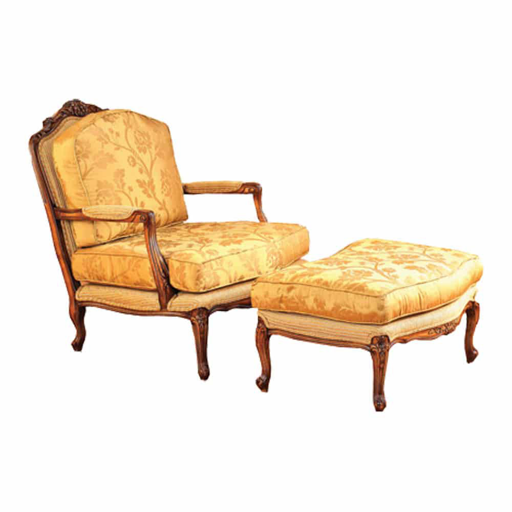 World Menagerie Louis XVI Traditional Lounge Chair and Ottoman | Wayfair