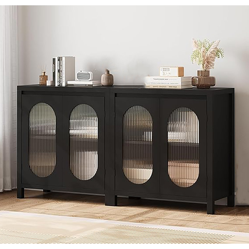 Ebern Designs Modern Sideboard Buffet Cabinet With Glass Doors And ...