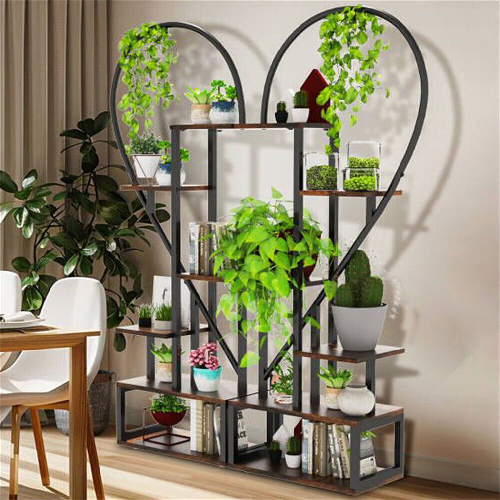 17 Stories Heavy Duty Metal Plant Stand Heart Shaped Ladder Pot Holder ...