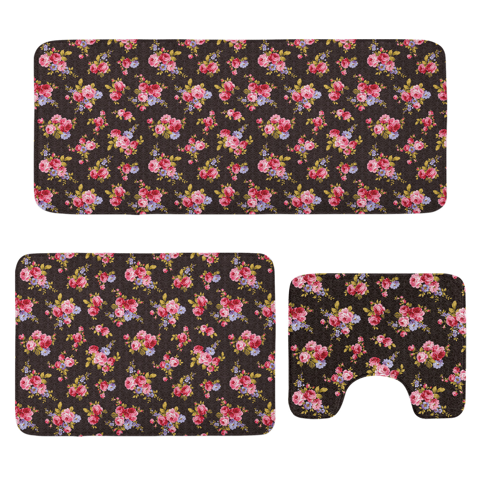 Ophelia & Co. Rose Bathroom Rug Set 3 Pieces U-Shape & Rectangle Mats ...