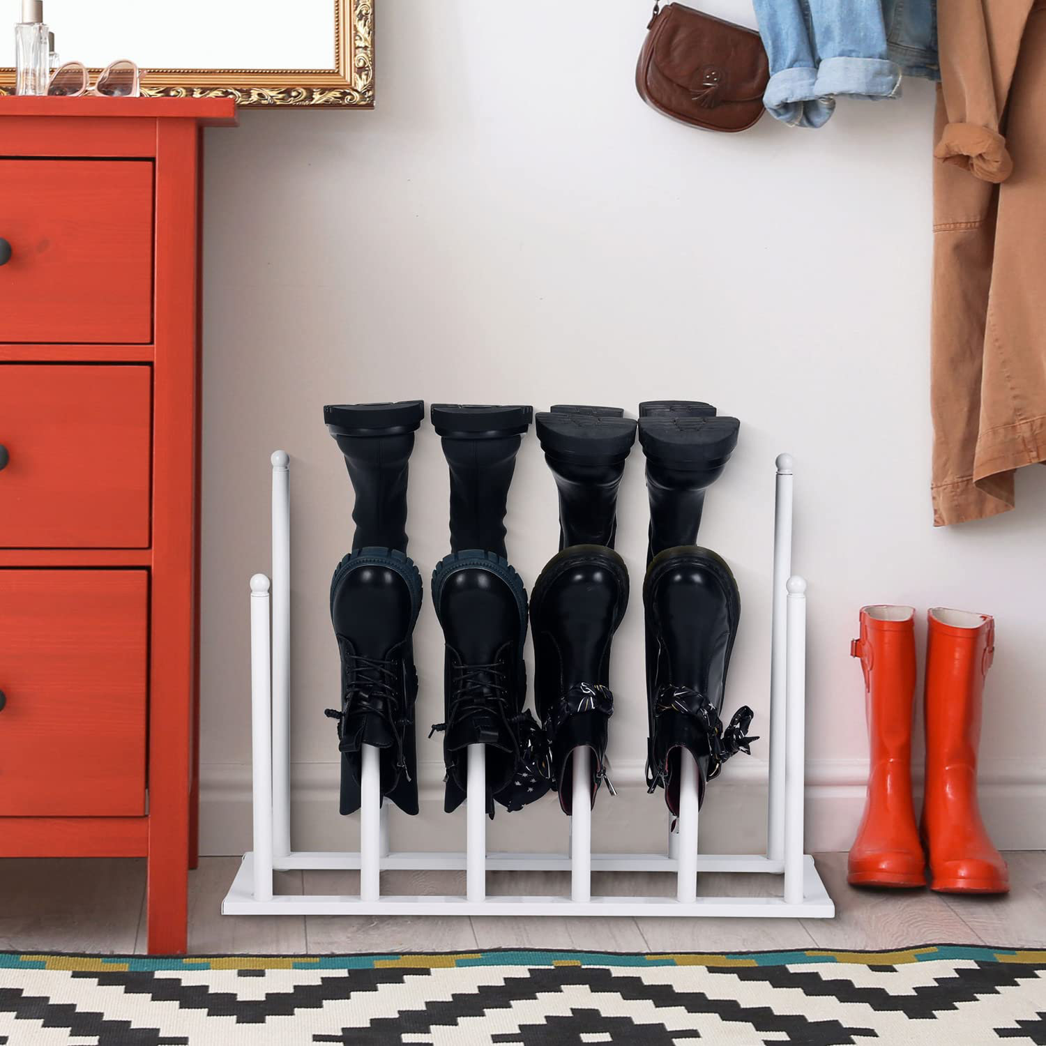 Rebrilliant Modern Metal Free Standing Boot Shoe Rack Organizer | Wayfair
