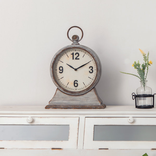Ophelia & Co. Analog Metal Quartz Tabletop Clock in Gray & Reviews ...