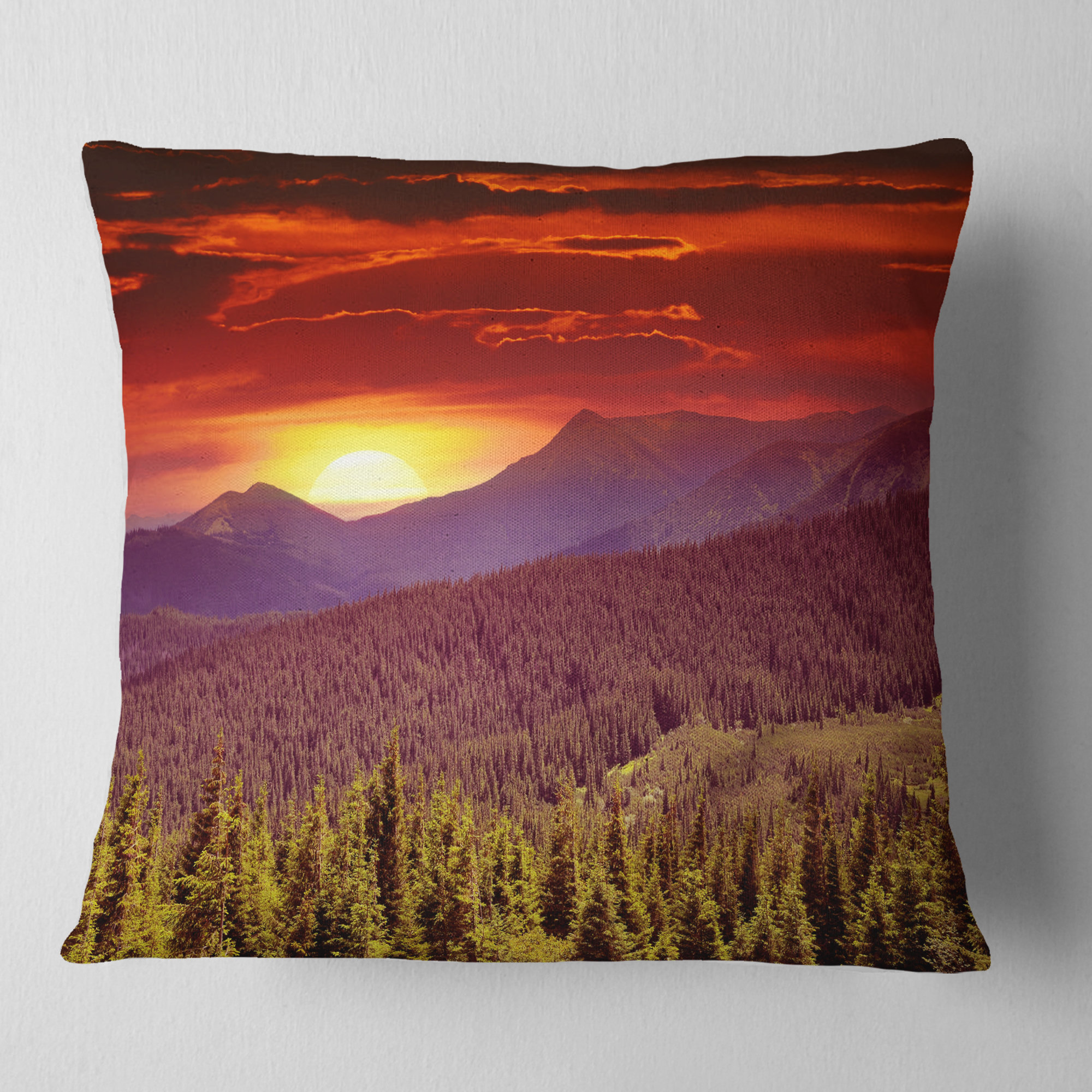 Design Art Fantastic Sunrise in Mountains - Landscape Printed Throw ...