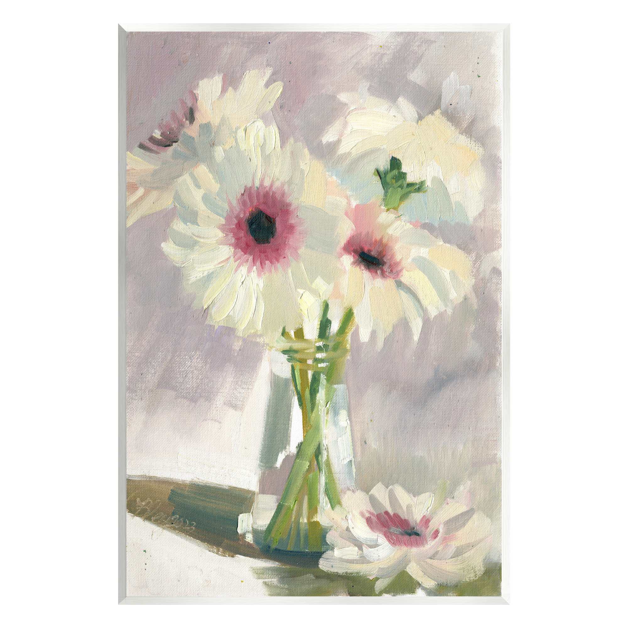 Stupell Industries Bb-173-Wood White Mums Painting by Bley Hack | Wayfair