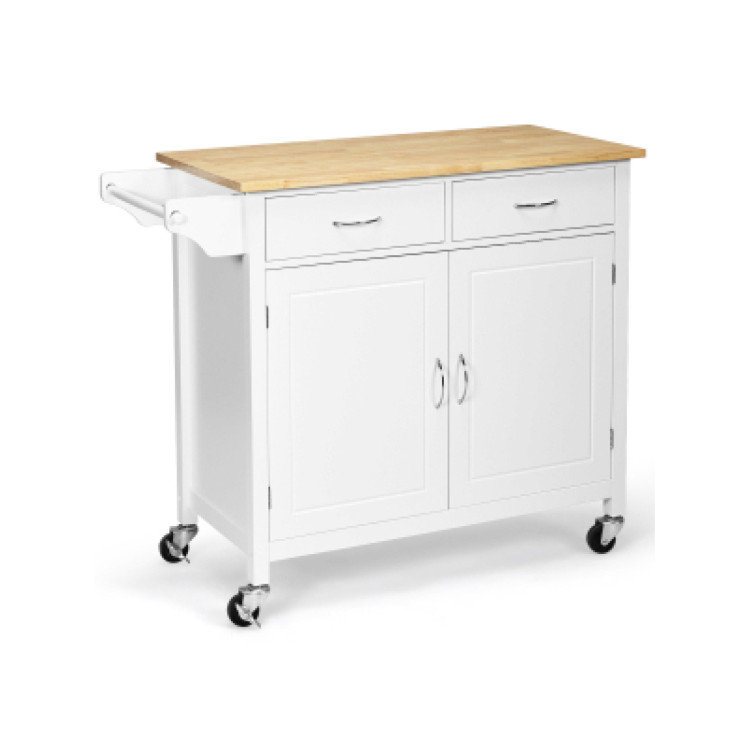 Gracie Oaks Modern Rolling Kitchen Cart Island with Wood Counter Top ...