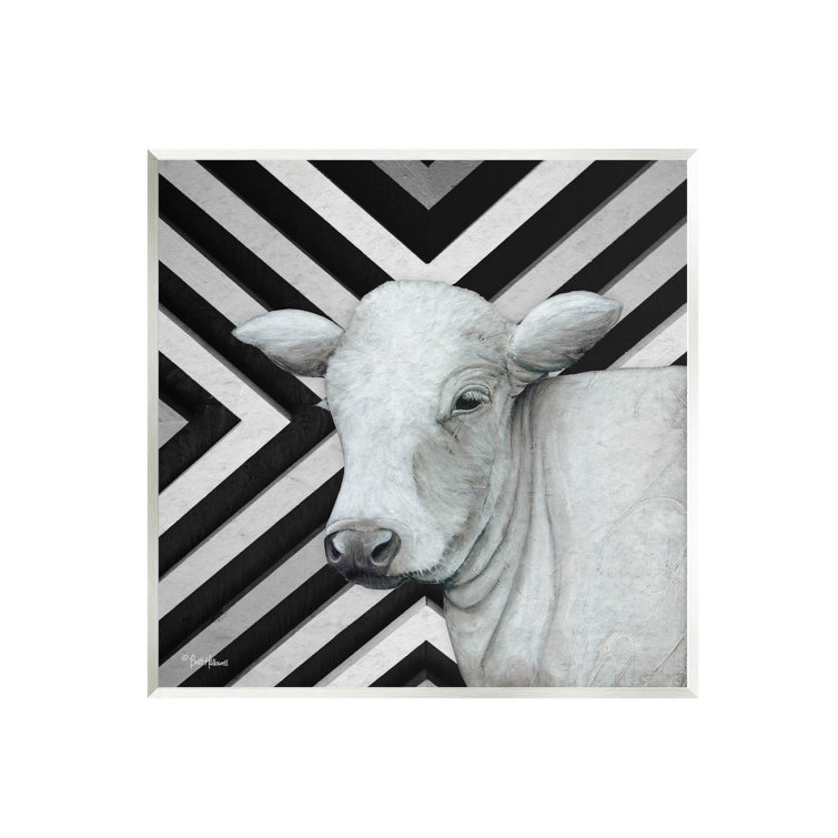 Gracie Oaks Cow Portrait Stripes Pattern by Britt Hallowell - Unframed ...