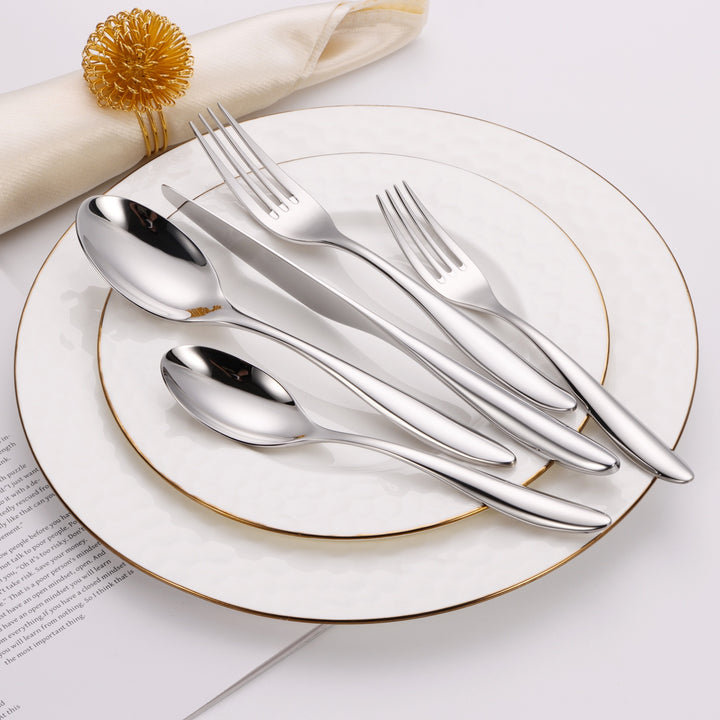 Vivience 20 Pc Flatware Set Silver with Wavy Handle | Wayfair