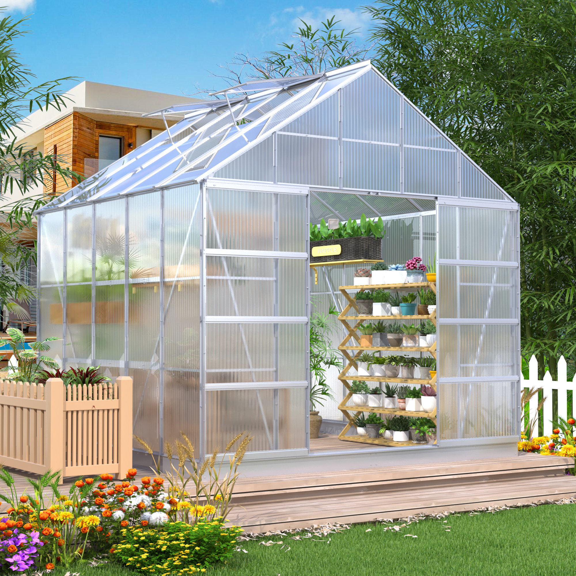 MELLCOM 10' W x 10' D Hobby Greenhouse | Wayfair
