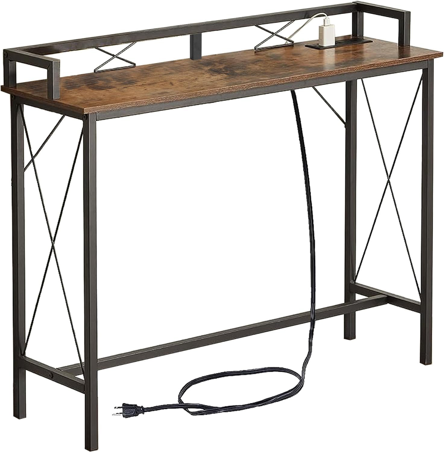 Latitude Run® 39.4" Narrow Console Table With Charging Station, 2 ...