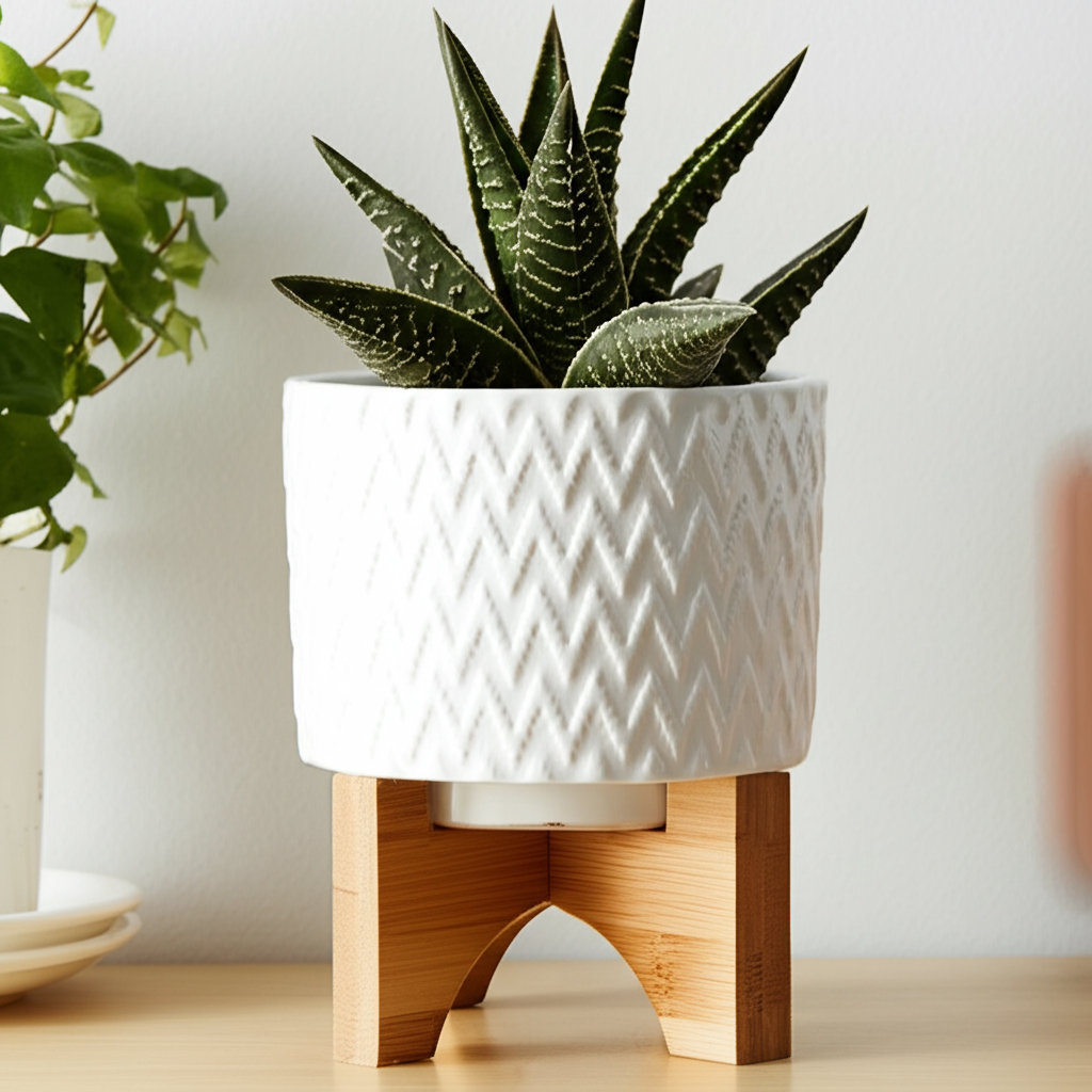Ebern Designs Alyanah Stoneware Ceramic Planter with Stand ...