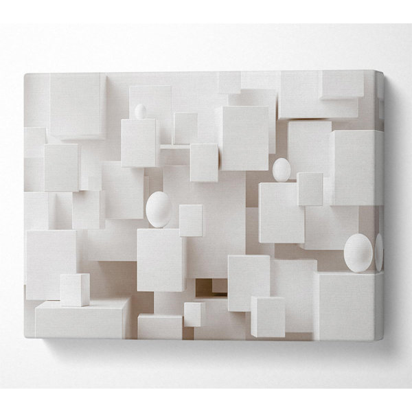 Metro Lane Cubes And Spheres White - Wrapped Canvas Print | Wayfair.co.uk