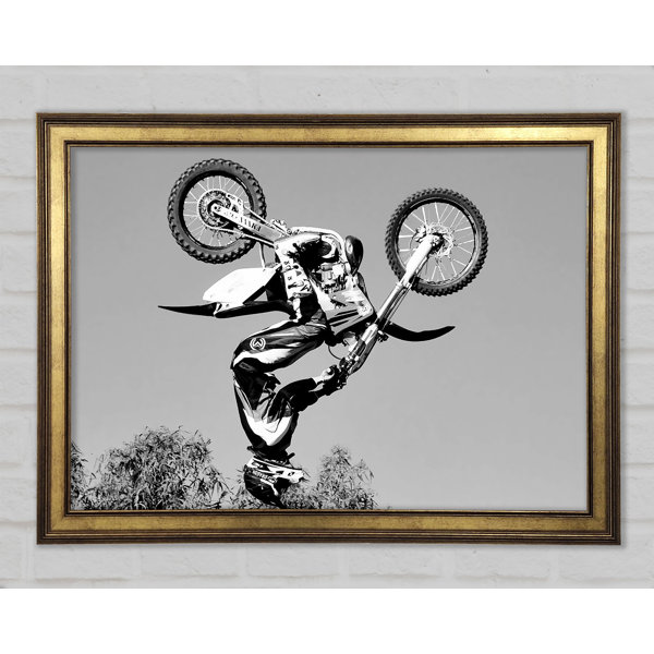 Ebern Designs Motorcross Freestyle Upside Down Flip B N W - Single ...
