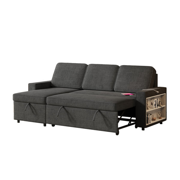 Latitude Run® 85.8" Pull Out Sleeper Sofa L-Shaped Couch Convertible ...