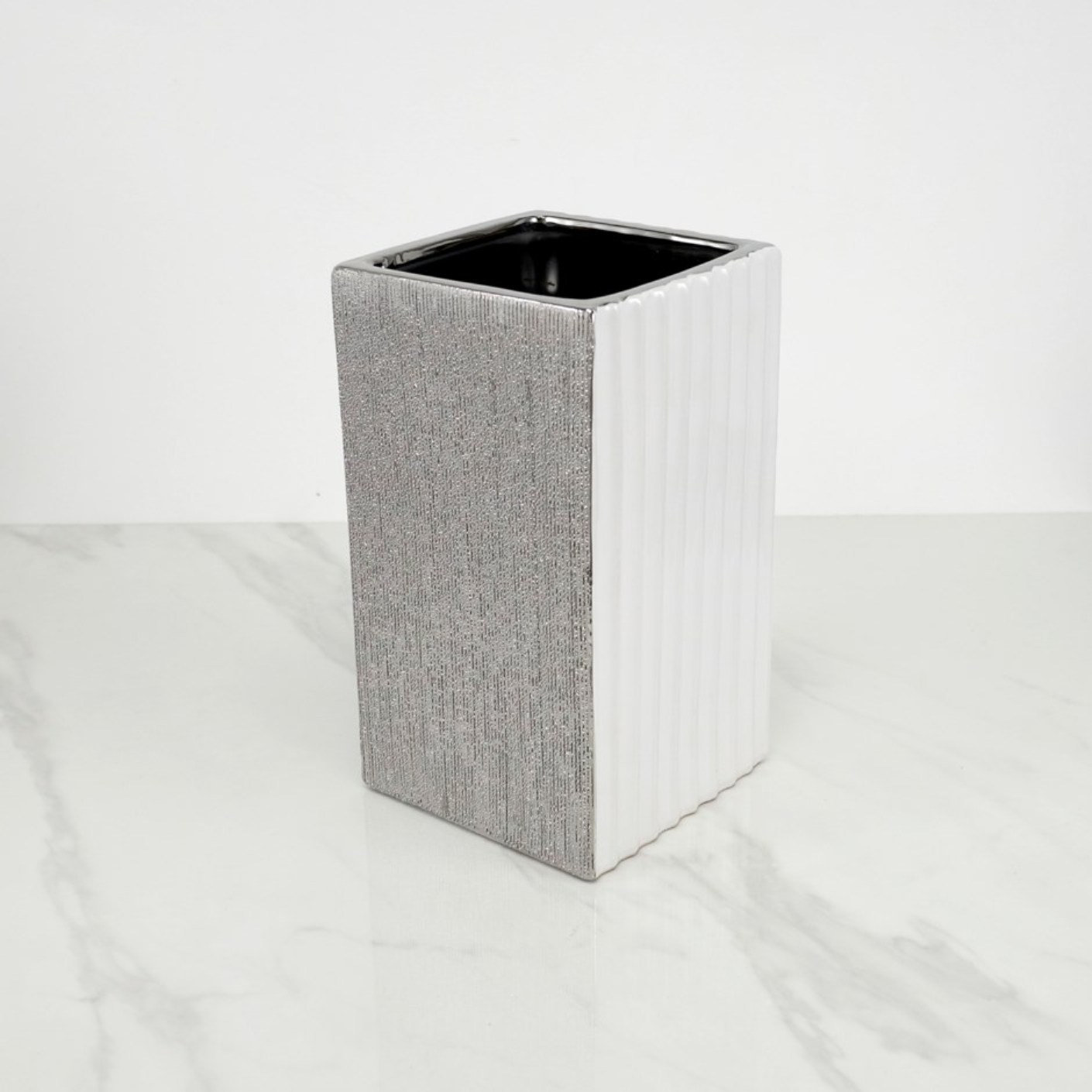 Mercer41 Silver Ceramic Square Vase 5X5x8 - Wayfair Canada