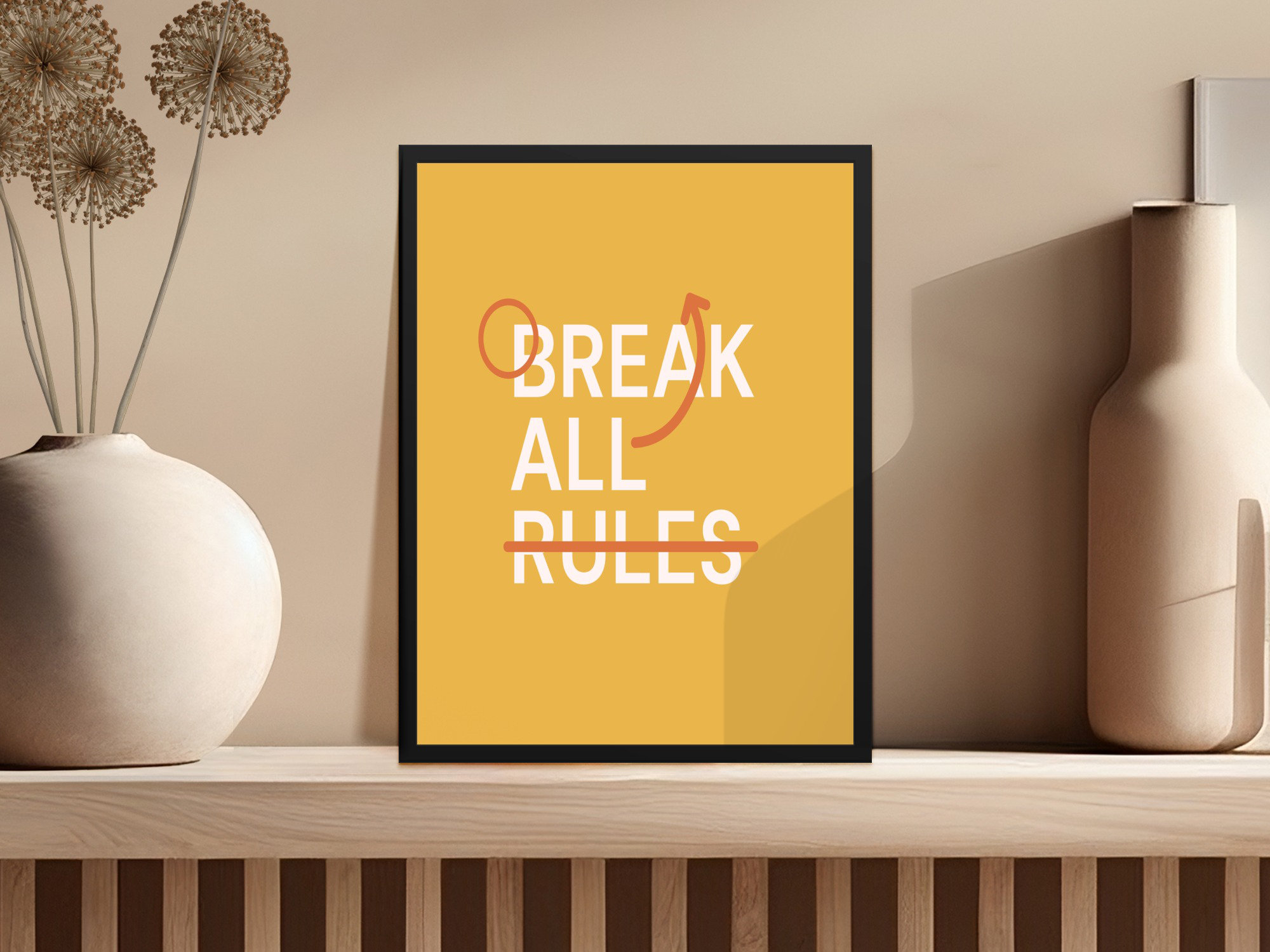 Lark Manor Break All Rules Graphic Design Text Based Art Framed Poster ...