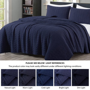 Chezmoi Collection Solid Color Embroidery Stitching Cotton Quilt Sets ...