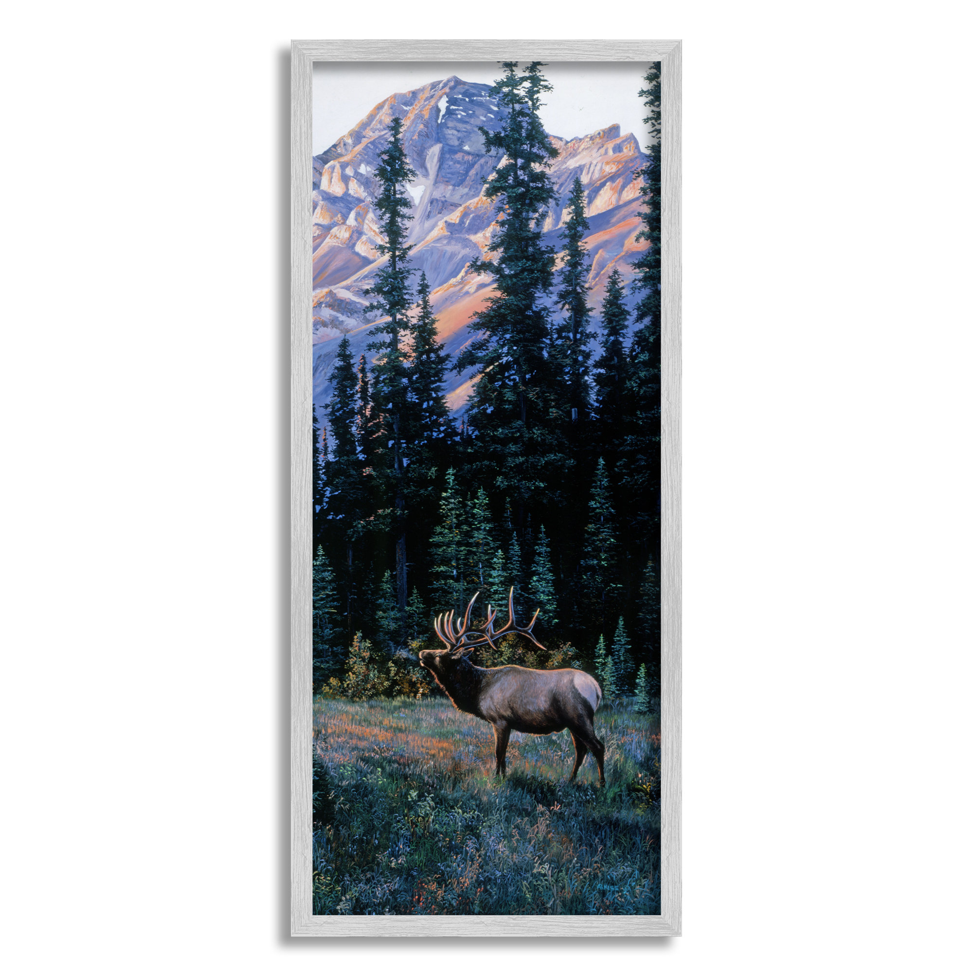Stupell Industries Deer In Mountain Landscape On Wood by Andrew Kiss ...