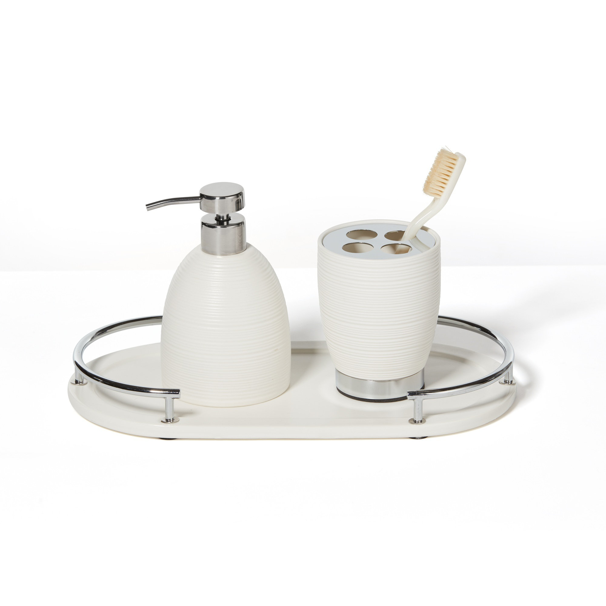 Roselli Trading Company Dubai 3 pc Bath set ceramic (shiny stainless ...