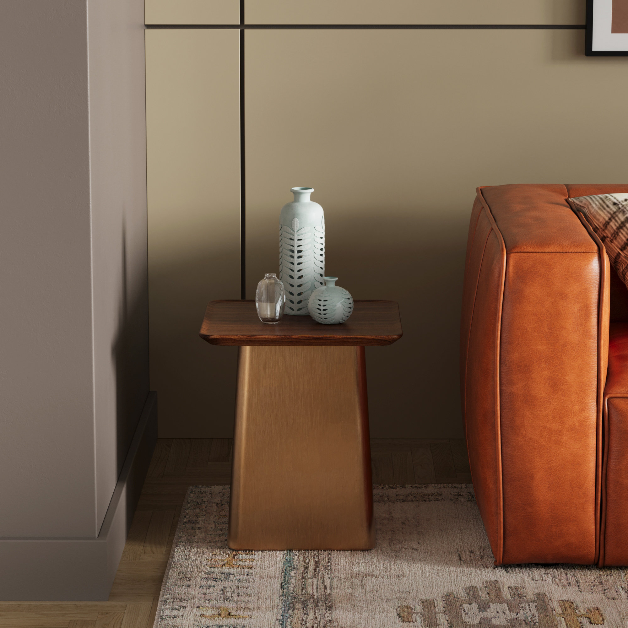 AllModern Table de bout avec plateau supérieur en bois massif de 21,5 ...