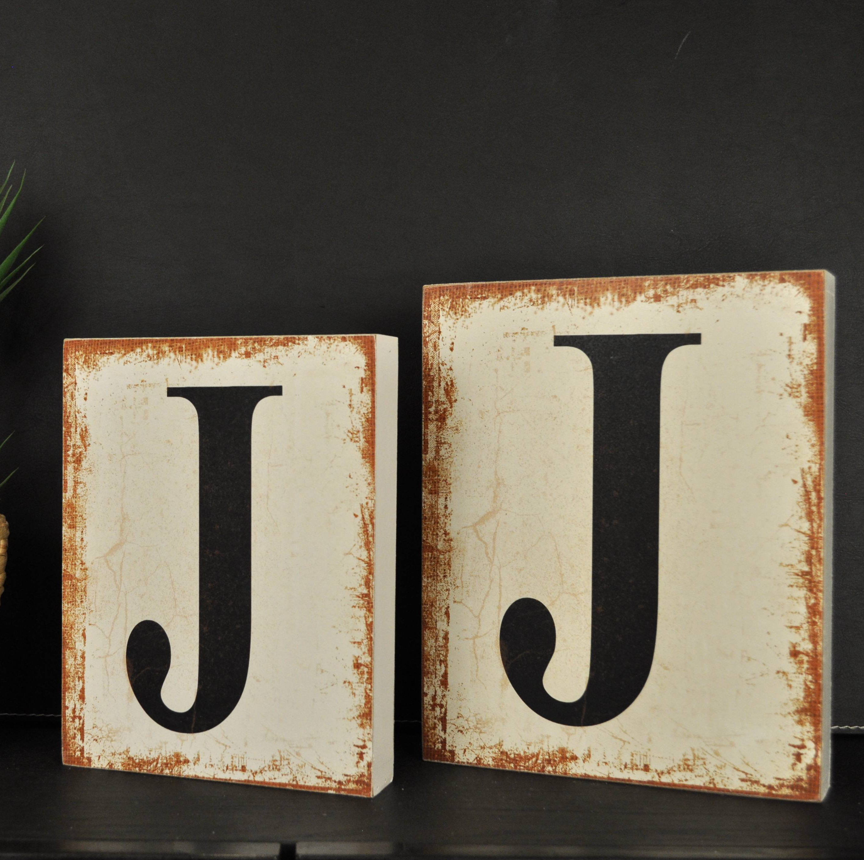 Gracie Oaks 2 Piece J Block Sign Wall Décor Set | Wayfair