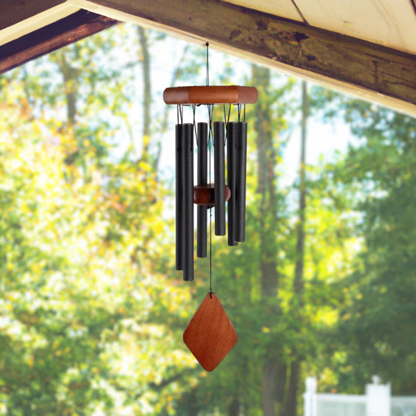 Arlmont & Co. Rekha 20" Long Wooden Top Wind Chime with Black Tube ...