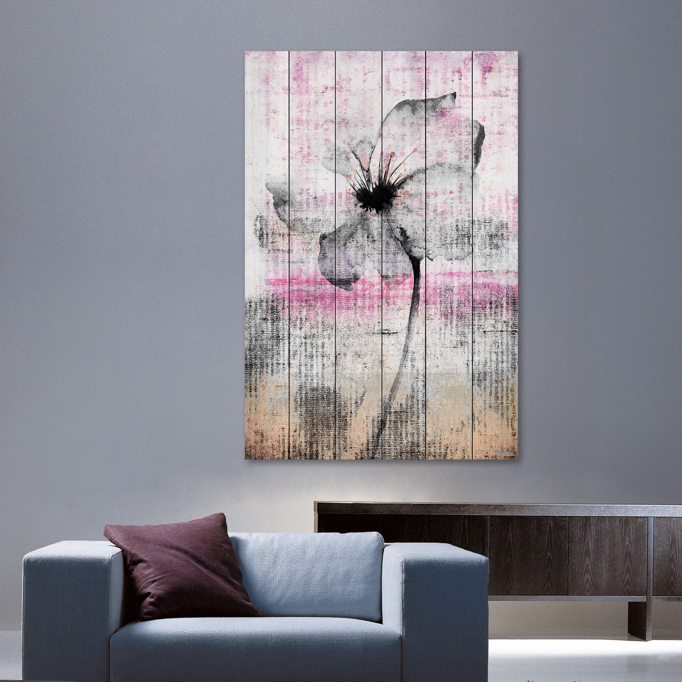 Parvez Taj 'Flower 2' by Parvez Taj Painting Print on White Wood ...