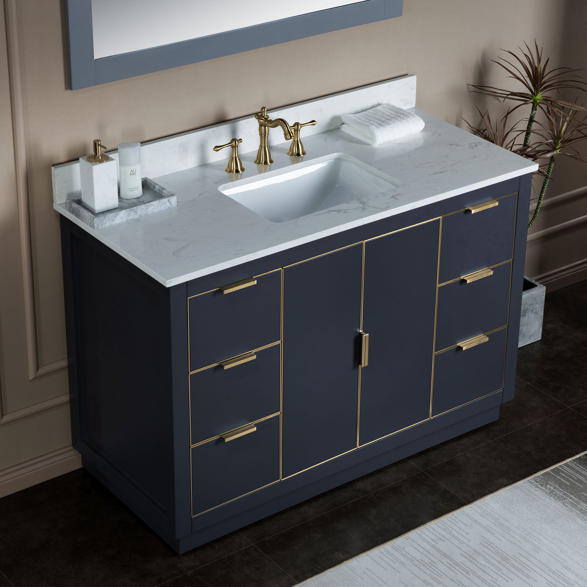 WoodBridge Venice 48"x21"x33" Solid Wood Bath Vanities Side Cabinet ...