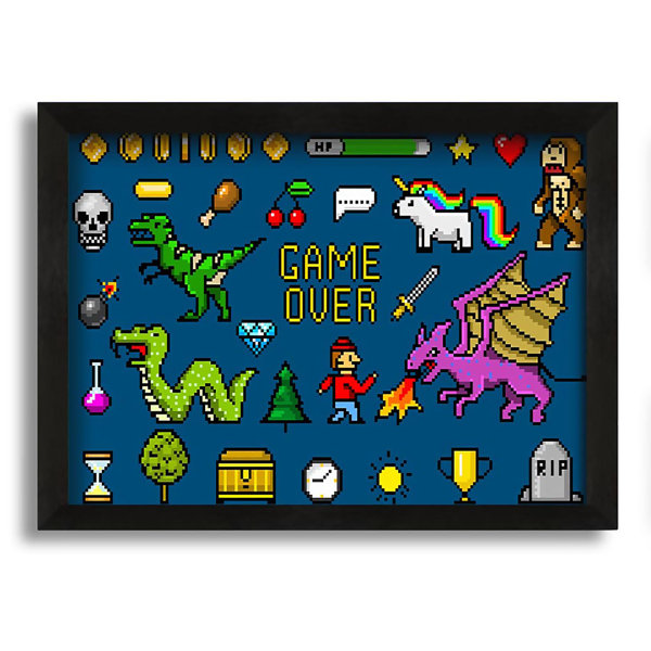 Happy Larry Game over 8 Bit - Picture Frame Graphic Art on Canvas ...