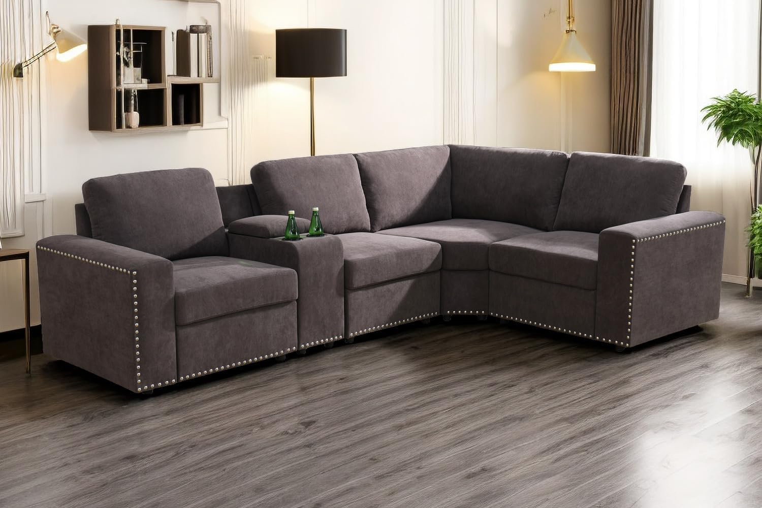 Winston Porter 108" 5-Piece Flannel Configurable Living Room Modular ...