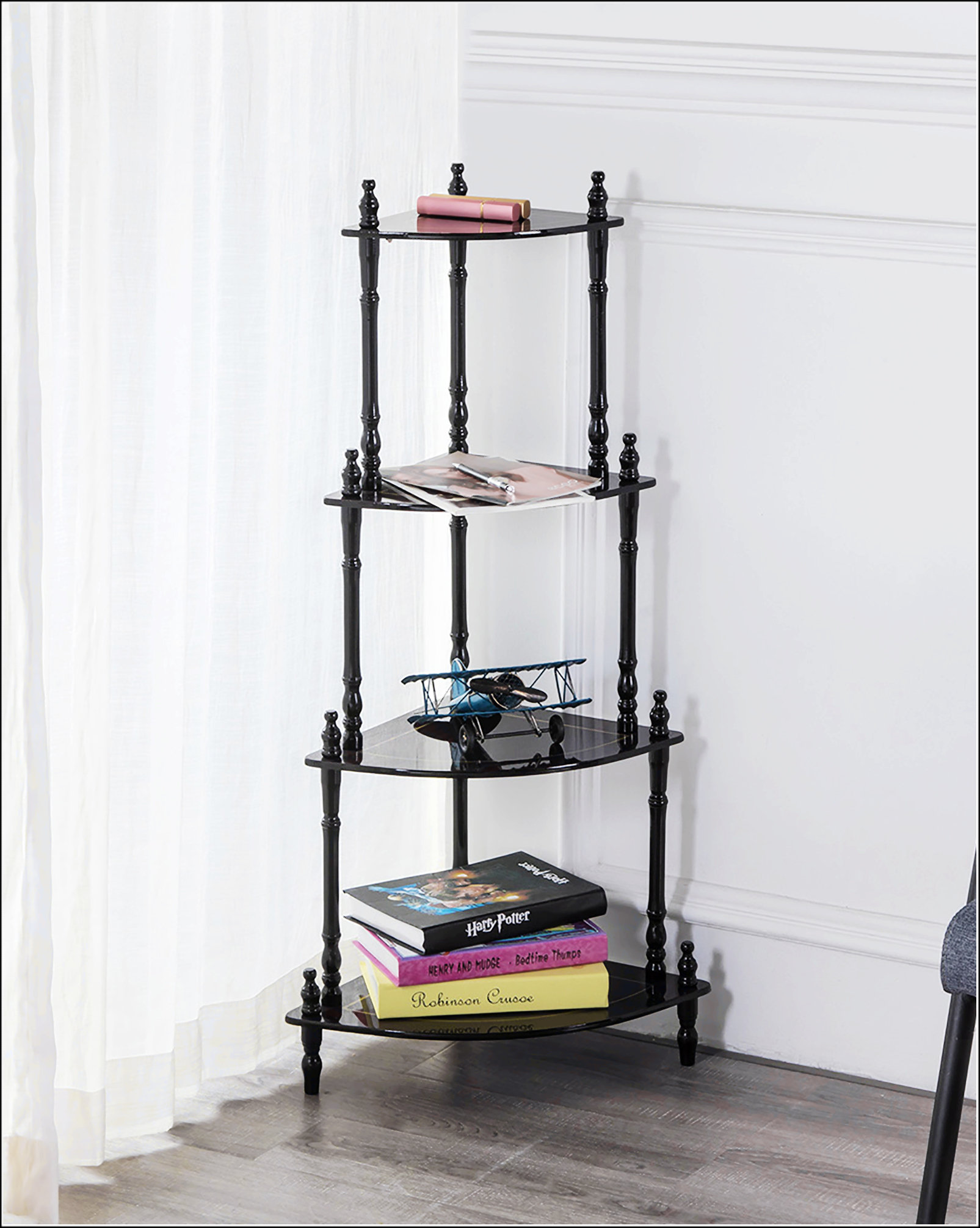 Charlton Home 39" Tall 4-Tier Wooden Standing Corner Shelf - Wayfair Canada