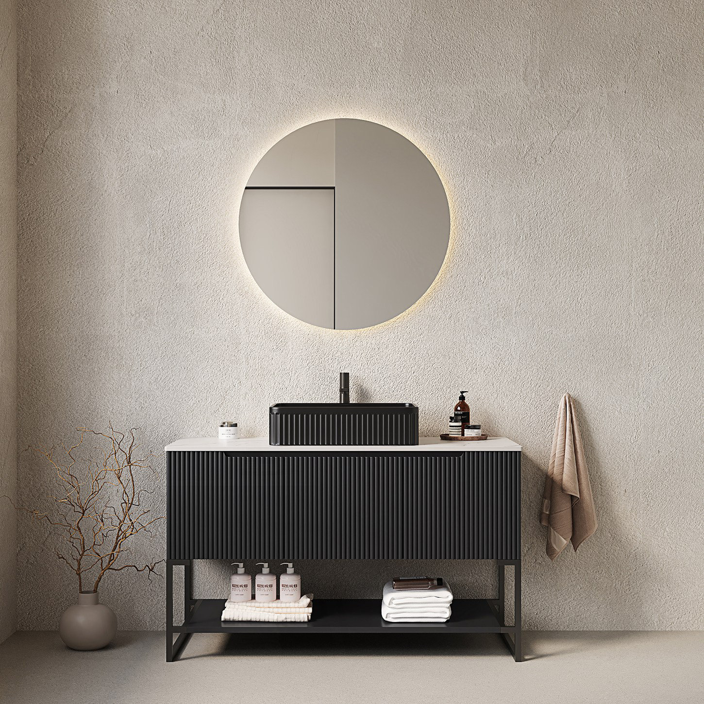 Ebern Designs Bathroom Vanity With Vessel Sink, Freestanding Bathroom ...
