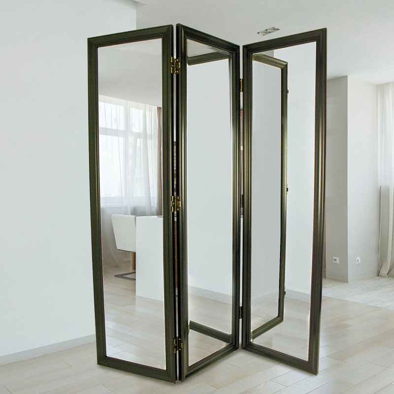 Red Barrel Studio Heyer 3 Panel Folding Full-size Floor Dressing Mirror ...