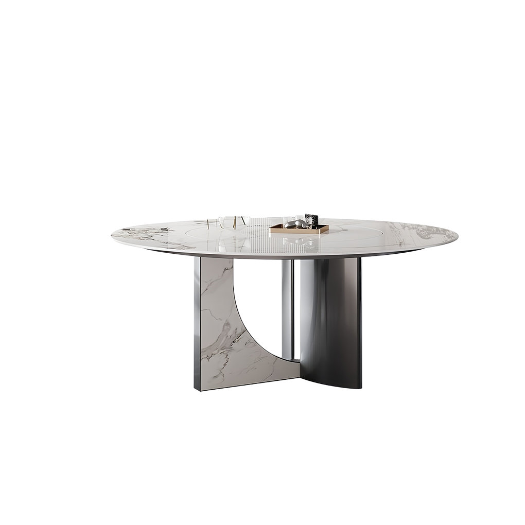 Jihagao Modern Round White Rock Slab Dining Table | Wayfair