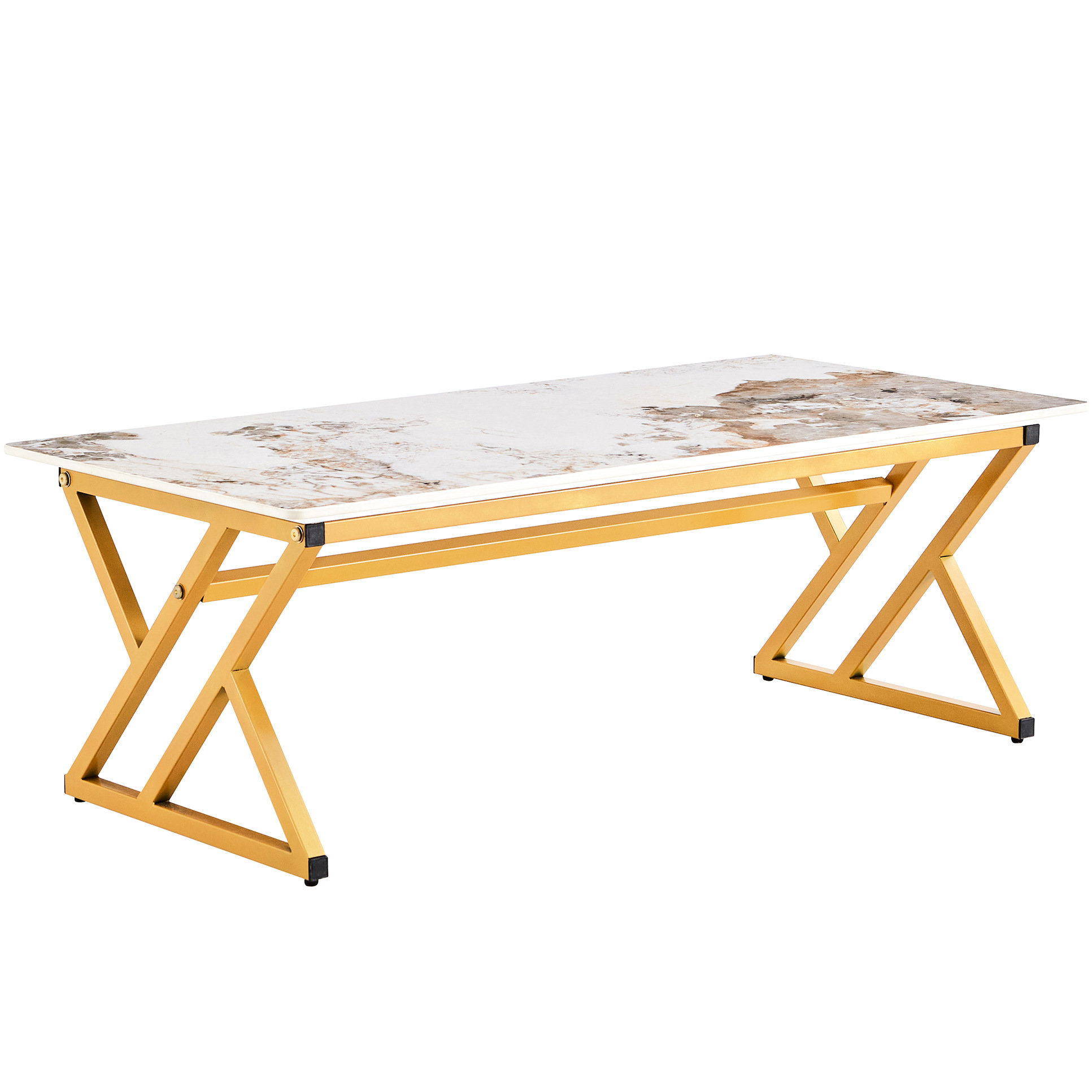 Wrought Studio™ Coffee Table With Sintered Stone Surface And Golden ...