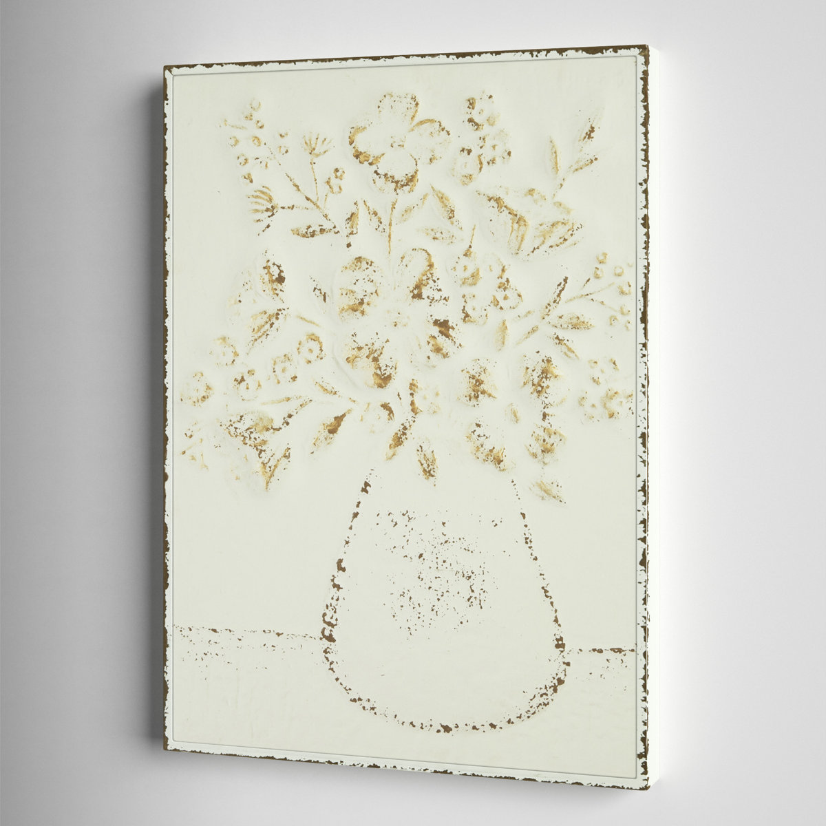Kelly Clarkson Home Embossed Metal Wall Art with Flowers in Vase ...