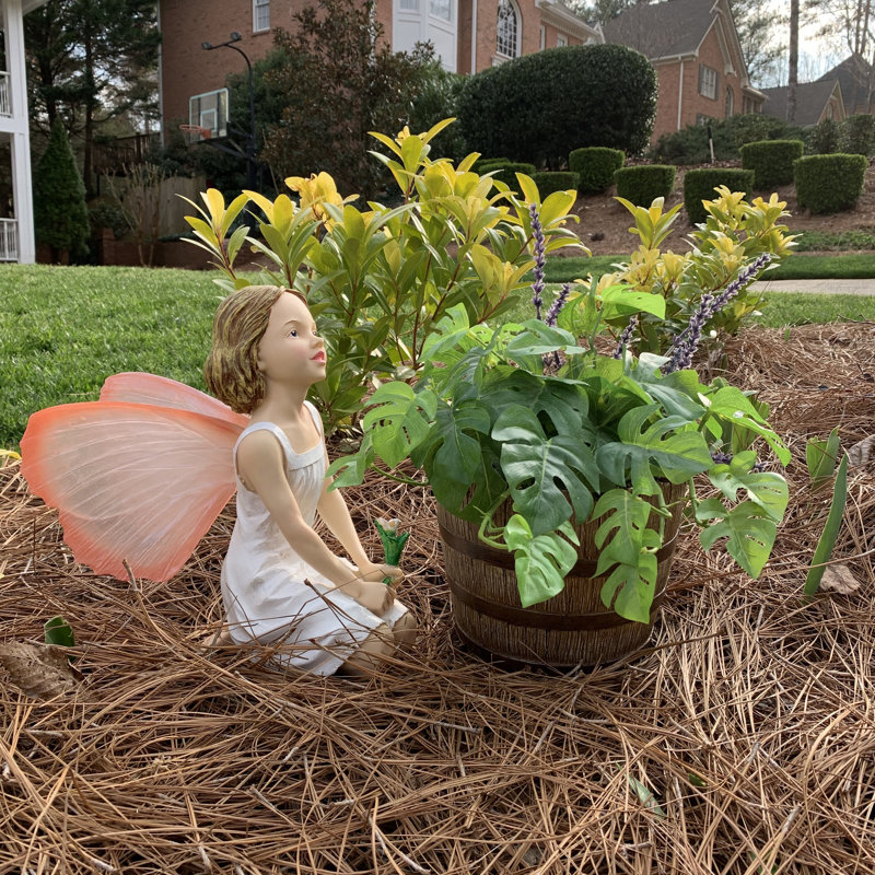HomeStyles Suffolk Fairy Rebecca with Barrel Planter Garden Statue ...