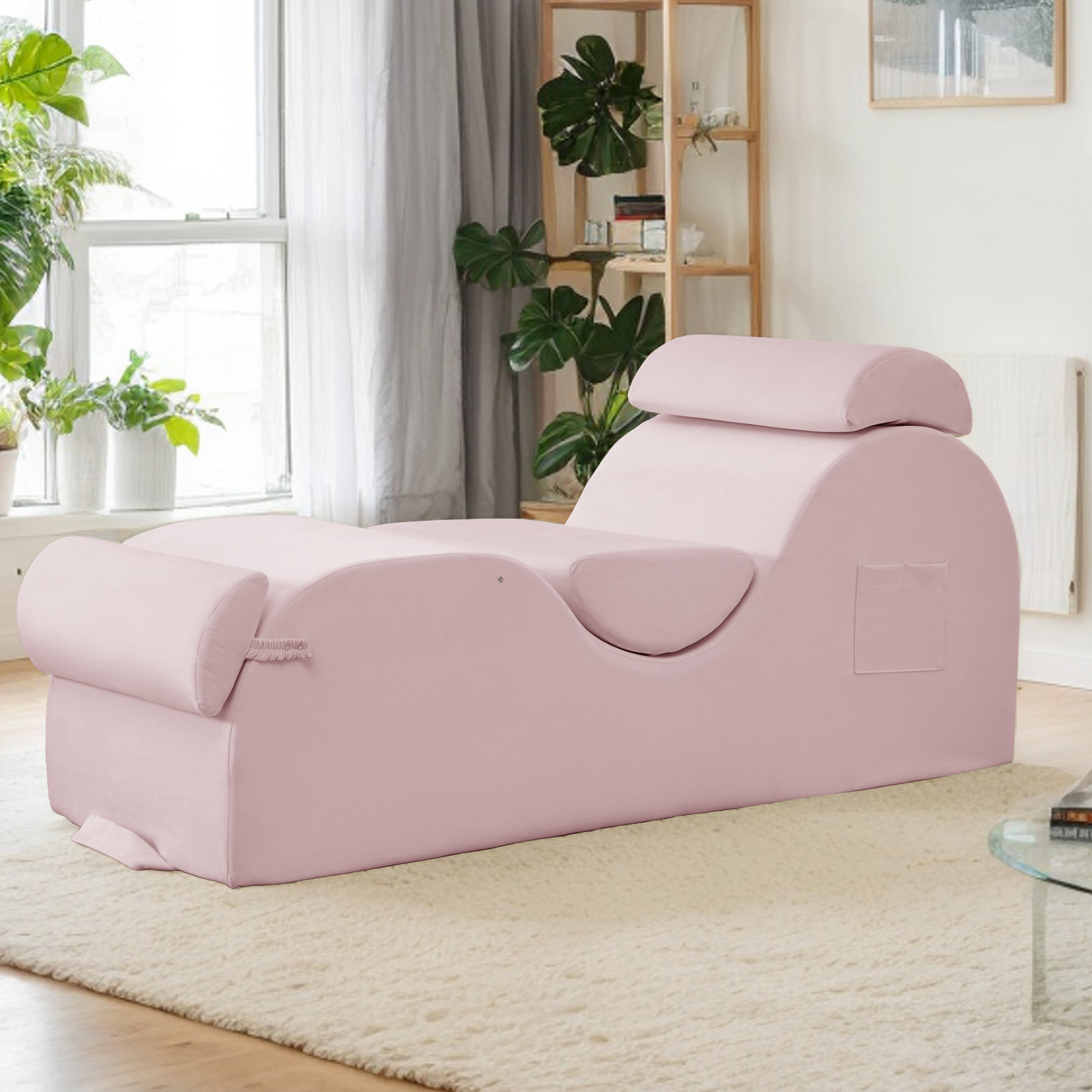 Ebern Designs Sleek Chaise Lounge Chair For Yoga Exercise, Curved Yoga ...