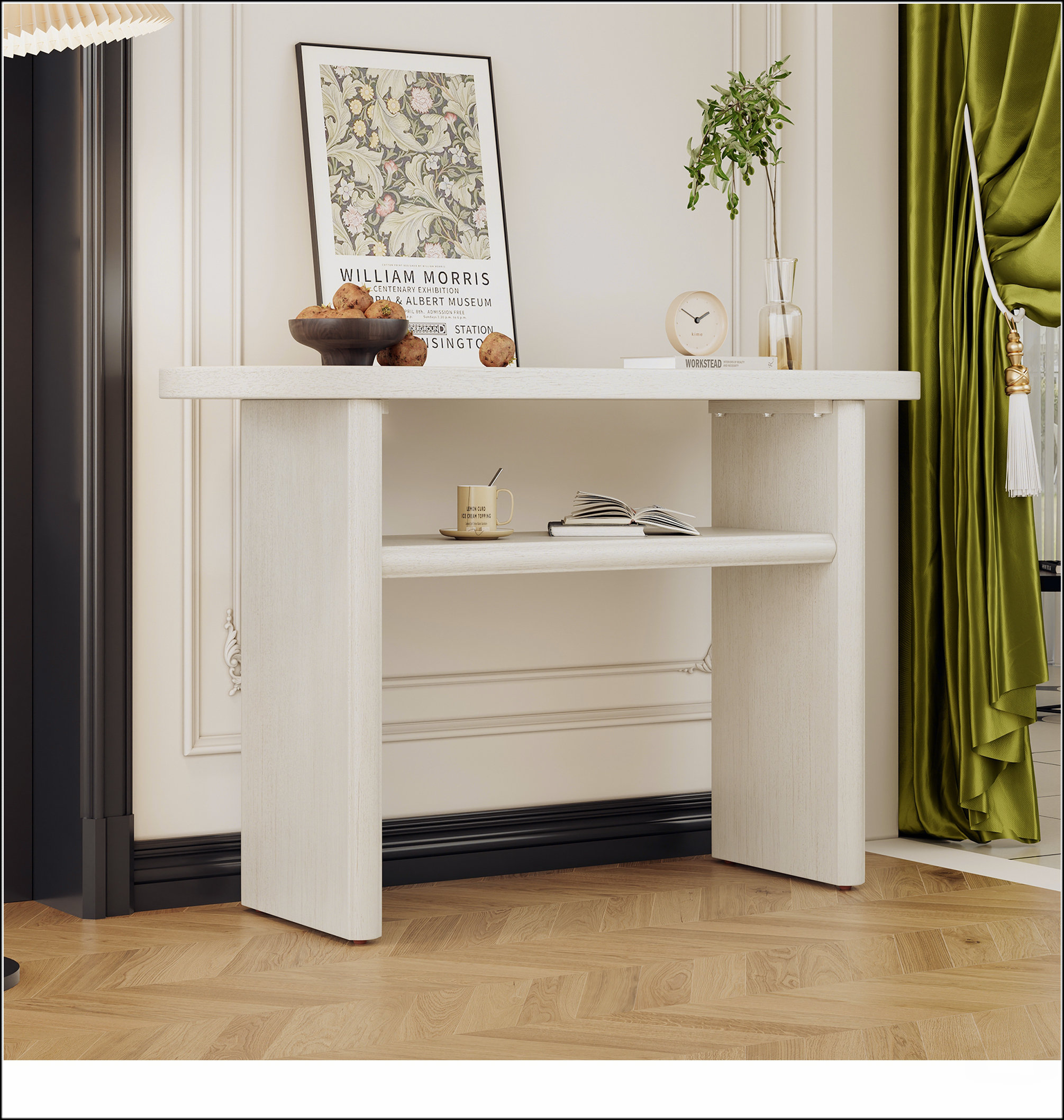 Ebern Designs Elegant Minimalist Console Table with Rounded Edges and ...