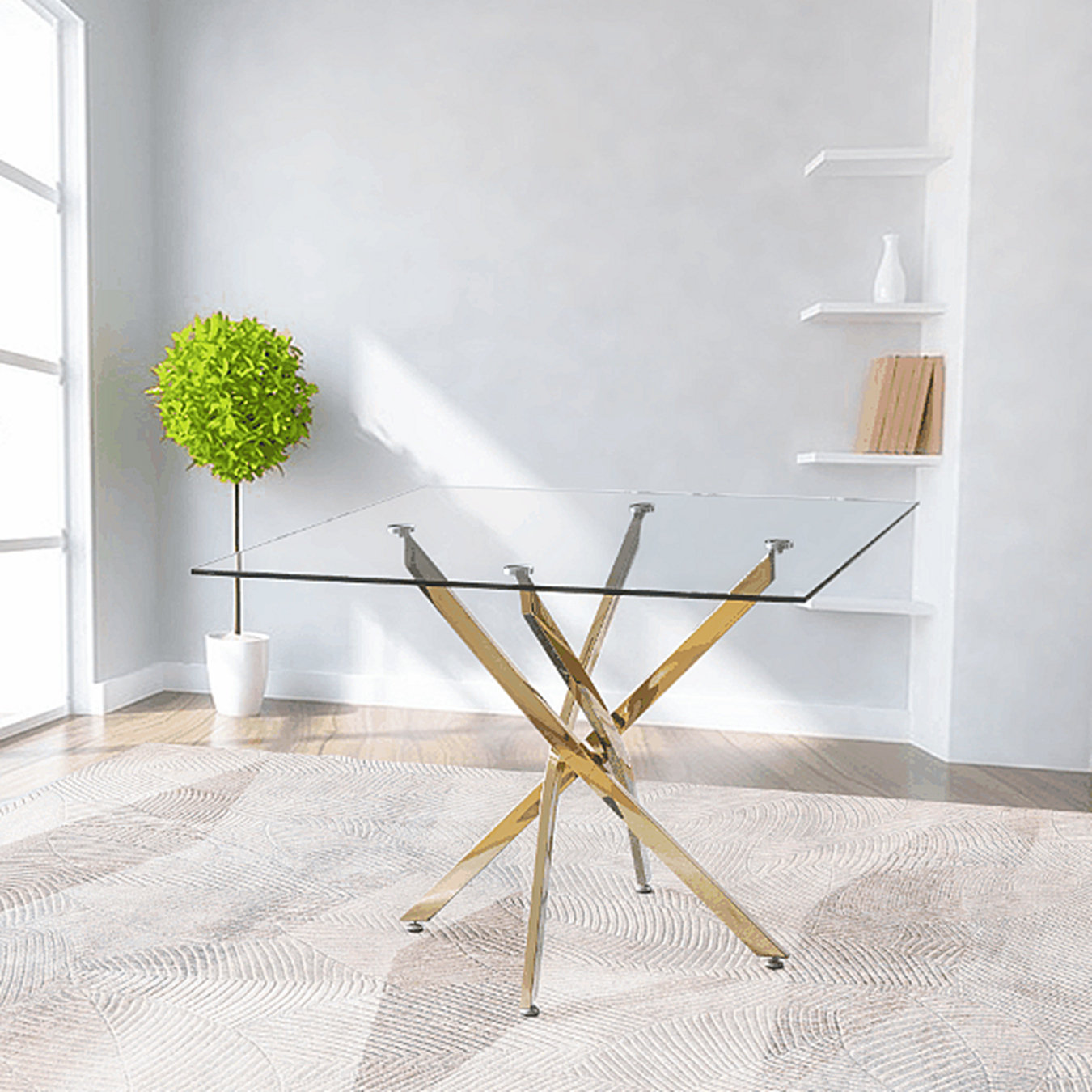 Mercer41 Aveonna Contemporary Square Clear Dining Tempe Glass Table ...