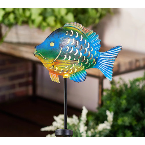 Arlmont & Co. Aleisha Solar Laser Cut Discus Fish Garden Stake | Wayfair
