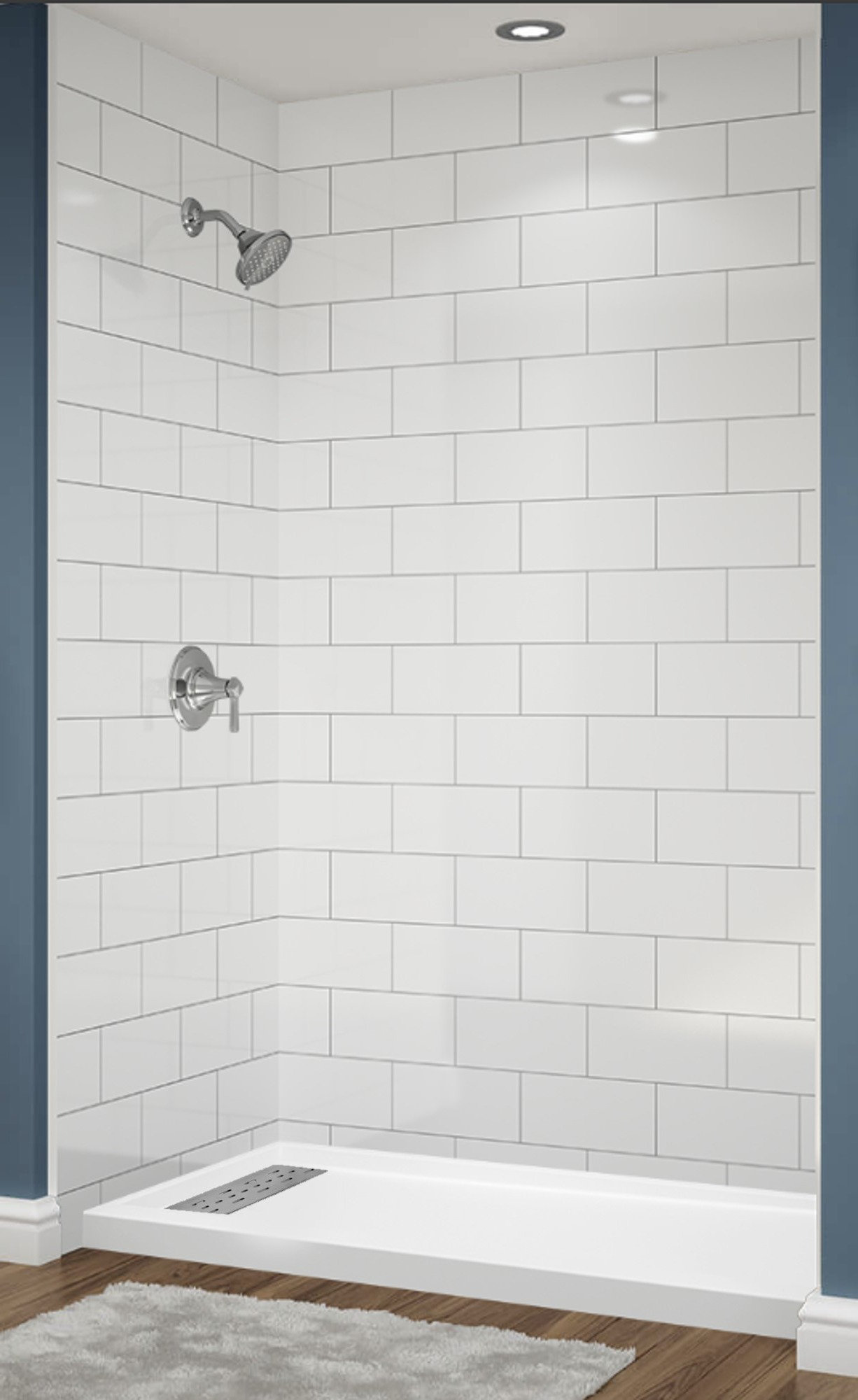 Avora Bath 3x6 Tile White Acrylic Alcove Shower System with Silver ...