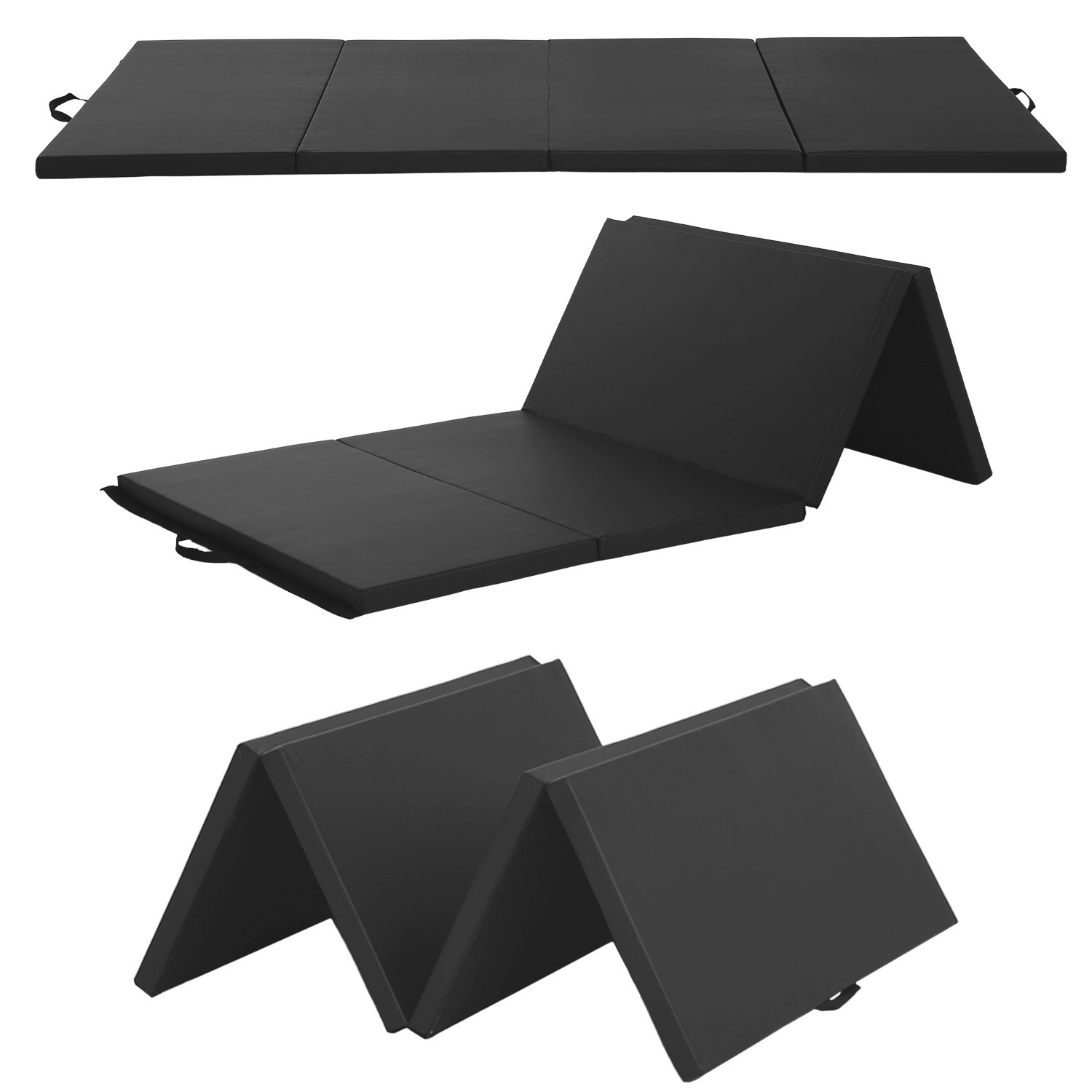 FDW Gymnastics Mat 4 Folding Tumbling Mat PU Leather Exercise Mat Gym ...