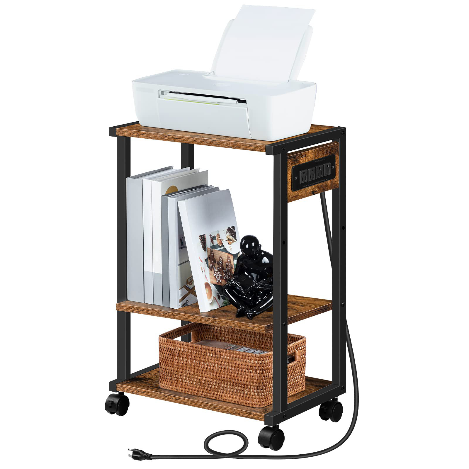 Wendes Kem Industrial Printer Stand With Charging Station | Wayfair