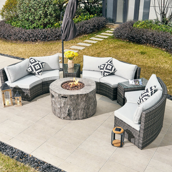 Latitude Run® Apphi 6 - Person Outdoor Steel Wicker Fire Pit ...