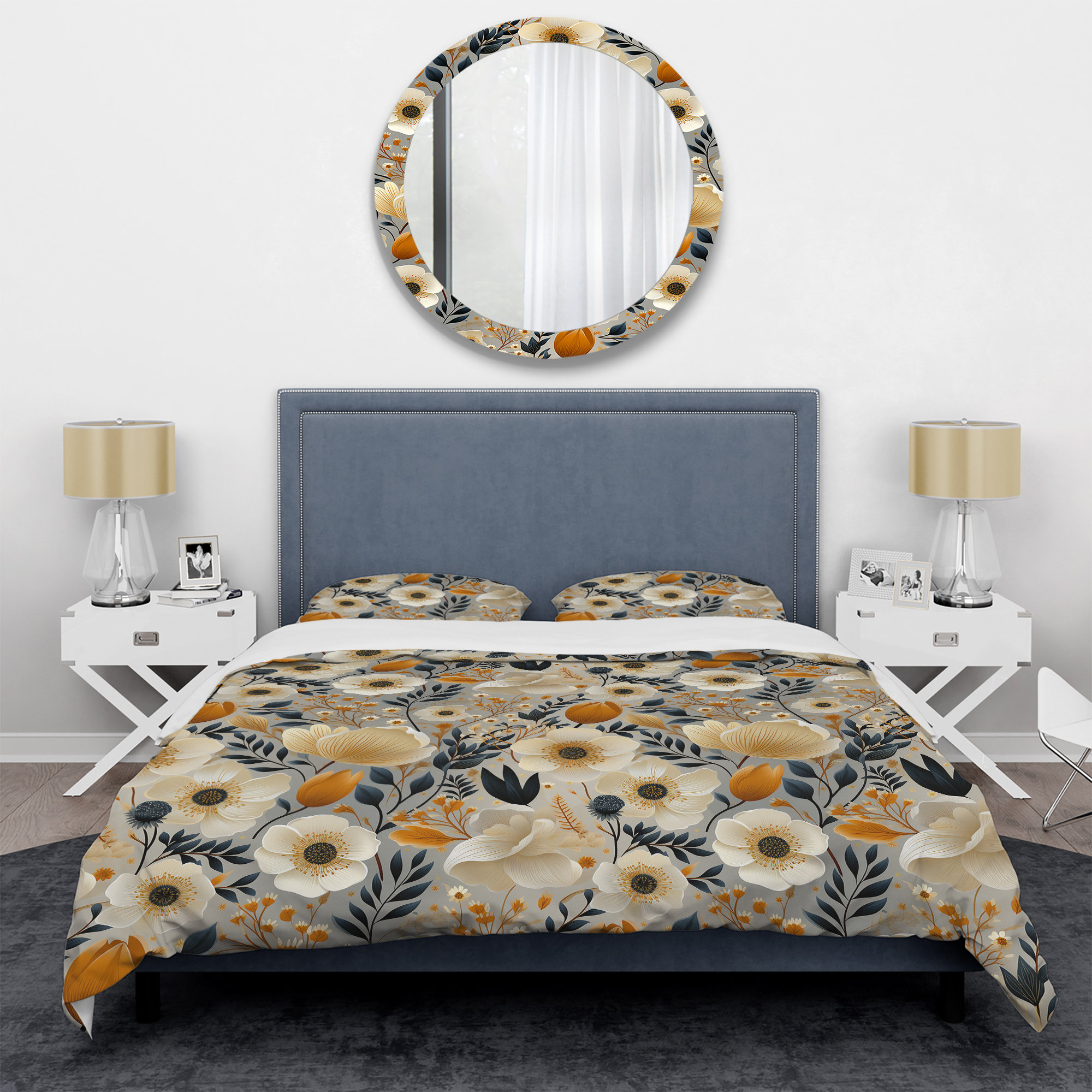 Design Art Scandinavian Garden Flower Whirl I - Floral Duvet Cover Set ...