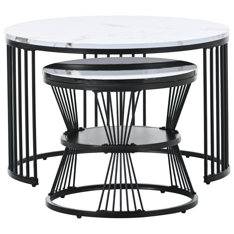 Ivy Bronx Nesting Coffee Table Round End Tables, Set Of 2 & Reviews ...