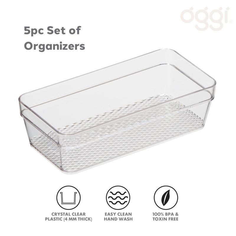 Oggi Neat Set of 5 Multi-Purpose Drawer Organizers | Wayfair